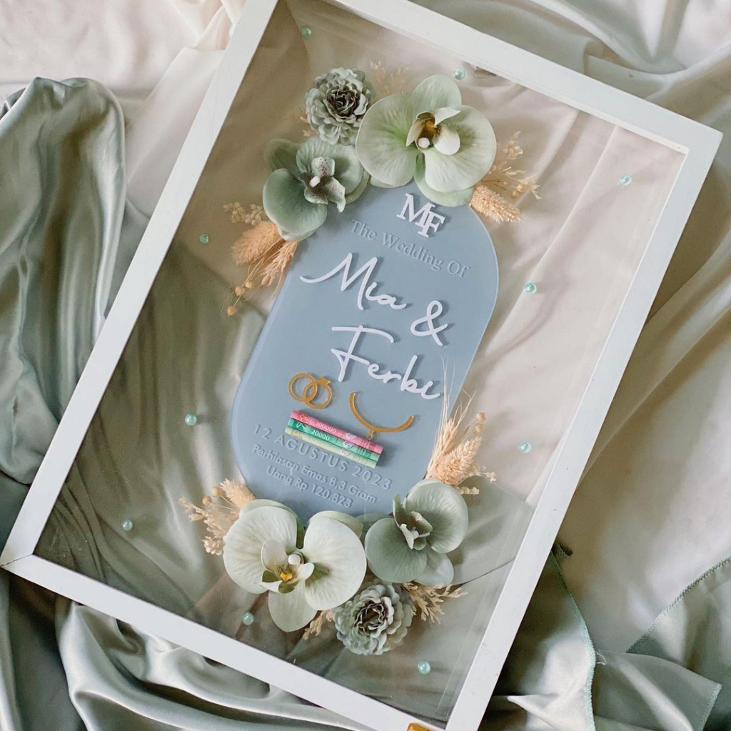 Jual MAHAR PERNIKAHAN CUSTOM FRAME/BINGKAI PUTIH 30X40 | Shopee Indonesia