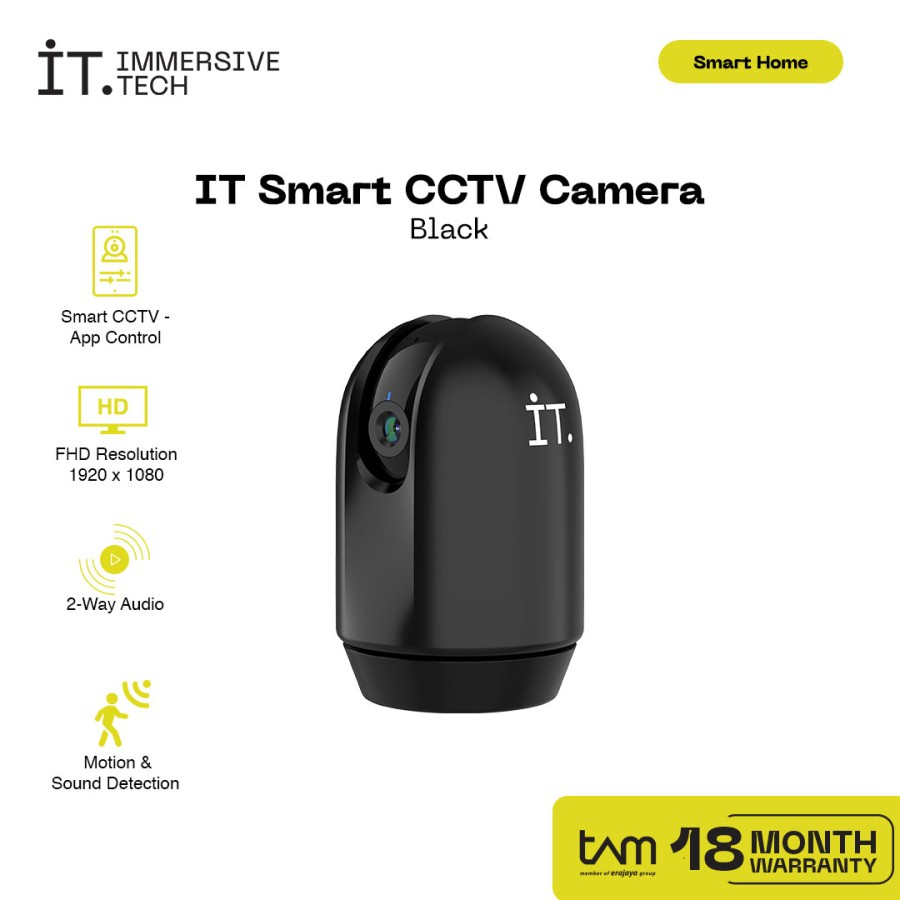 Jual IT Smart IP Camera Indoor PTZ CCTV 2MP 1080P Black Garansi Resmi ...
