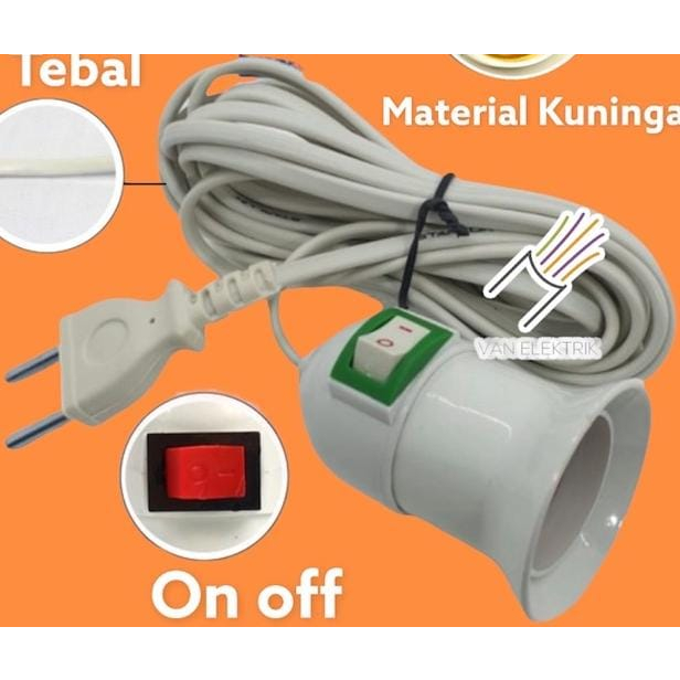Jual Wadah lampu plus kabel 5 meter Tinggal pakai Dudukan Lampu Plus ...