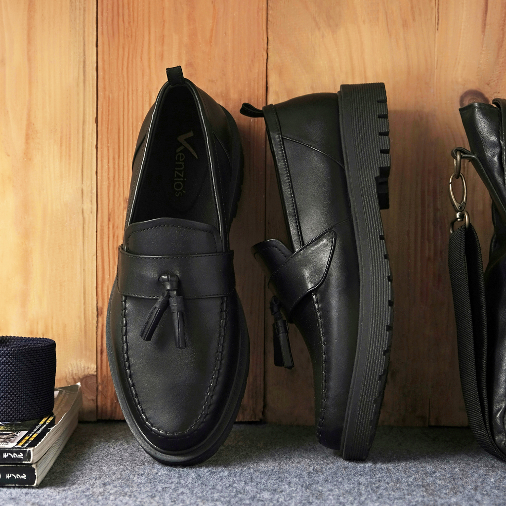 Jual GAMA BLACK (KULIT ASLI) |MNM x Kenzio| Sepatu Loafers Pria Slip On ...