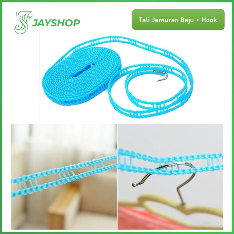 Jual Tali Jemuran Pakaian + Hook 3M & 5M Tali Gantungan Baju Praktis ...