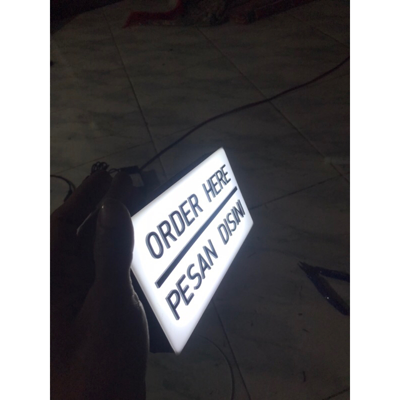 Jual Sign Order Here / Label Pesan Disini dengan LED / Akrilik sign ...