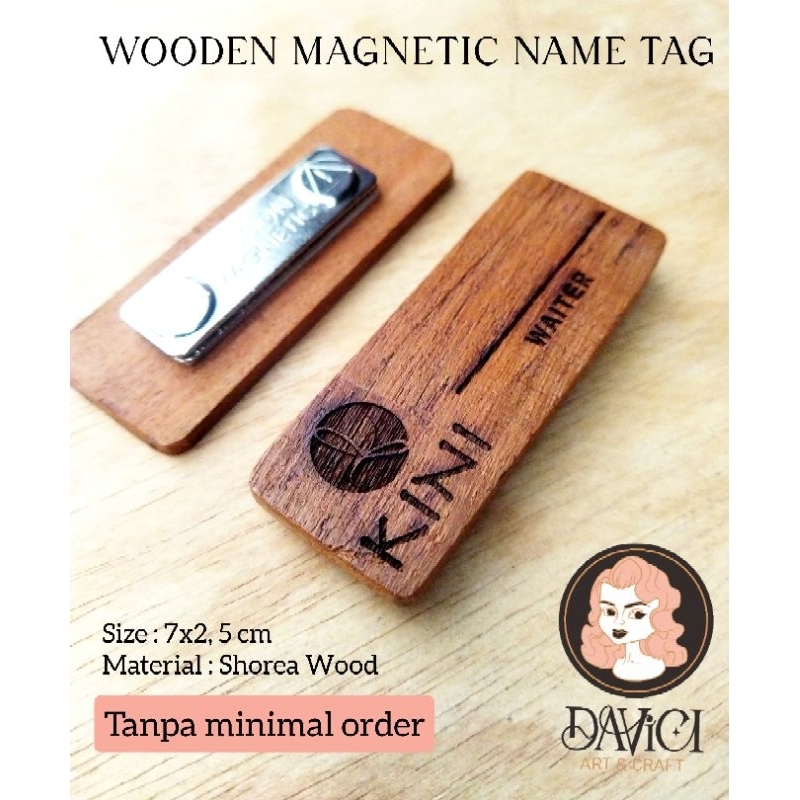Jual DAVICI Name Tag Kayu Magnet/ Wooden Name tag / Custom Name Tag ...