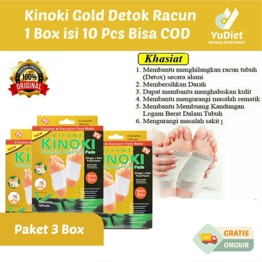 Jual PROMO 3 Box isi 30 Pcs Kinoki Gold Foot Patch Koyo Detox Masker ...