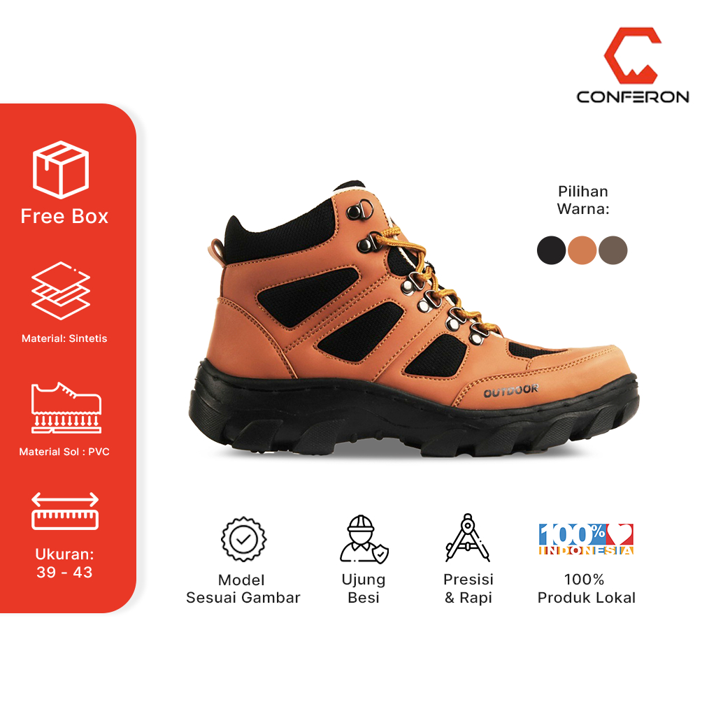 Jual Conferon - Sepatu Boot Saurus Ujung Besi Ukuran 39 40 41 42 43 ...