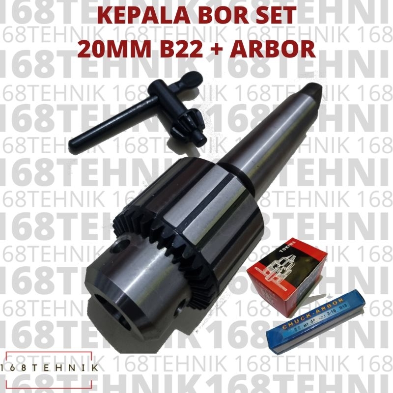 Jual PAKET KEPALA BOR 20MM B22 ARBOR MT2 MT3 MT4 / CHUCK DRILL 5 - 20 ...