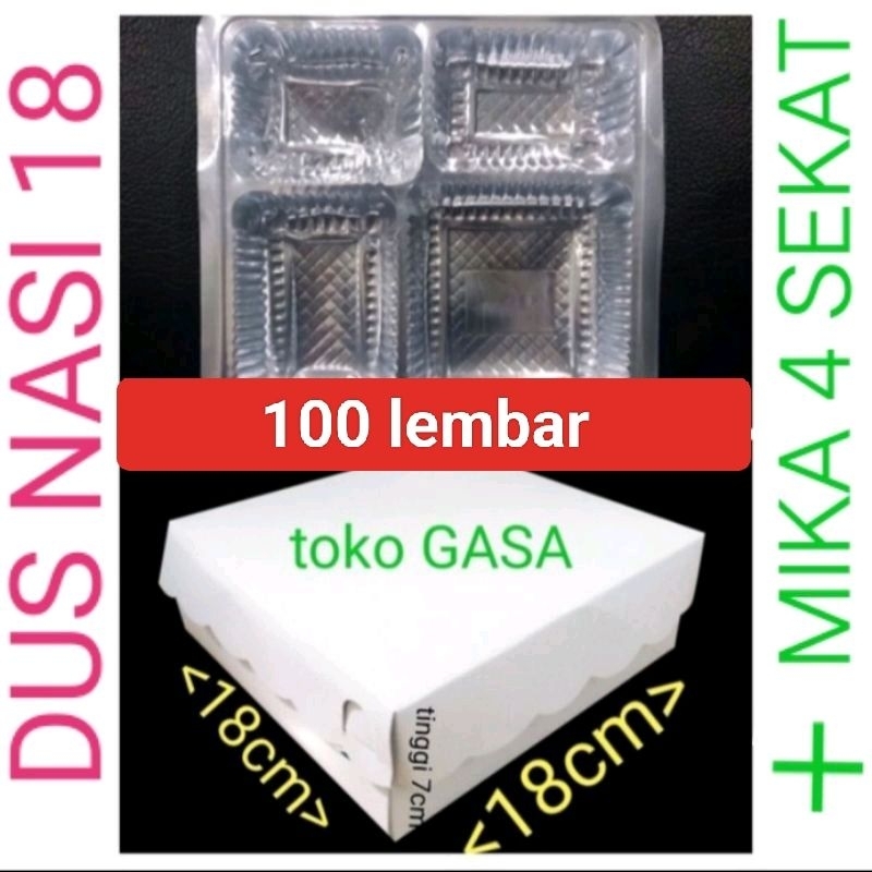 Jual 100pcs KERDUS DOS DUS KOTAK Nasi Putih Polos UKURAN 18cm x 18cm ...