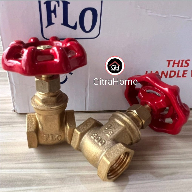 Jual Stop Kran /Gate Valve Kuningan 1/2” FLo | Shopee Indonesia