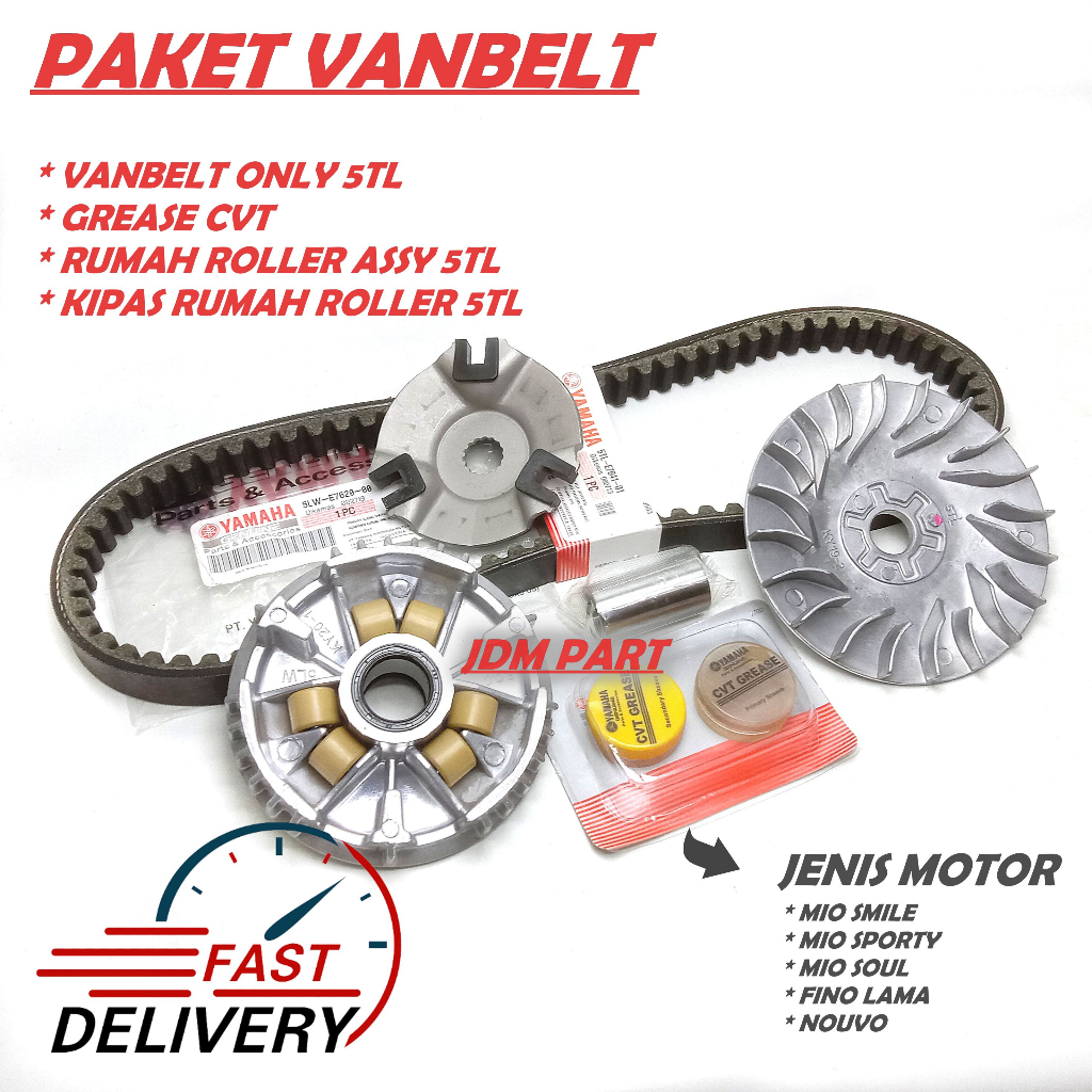 Jual PAKET VANBELT 5TL + RUMAH ROLLER ASSY 5TL + KIPAS ROLLER 5TL + GREASE/GEMUK / YAMAHA MIO ...