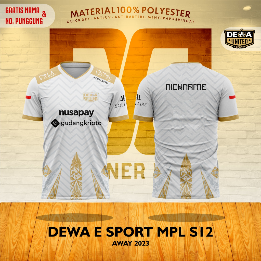 Jual Jersey Kaos Baju Atasan SUPORTER DEWA ESPORTS MPL S12 PUTIH Free NickName | Shopee Indonesia