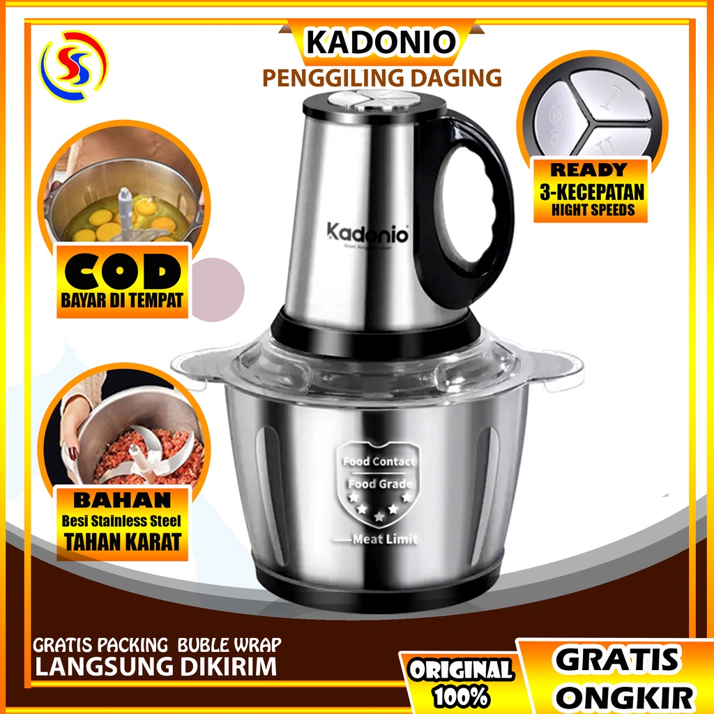 Jual Blender Daging Chopper Stainless 2L | Blender Penggiling Daging Multifungsi Meat Grinder 3 ...
