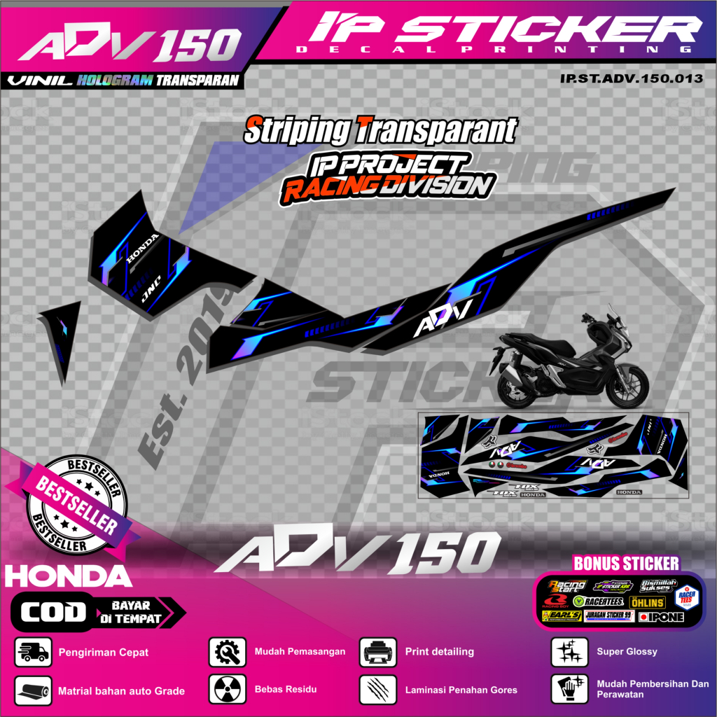 Jual (cod) sticker motor ADV 150 - striping variasi list honda ADV 150 013 TRANSPARAN | Shopee ...