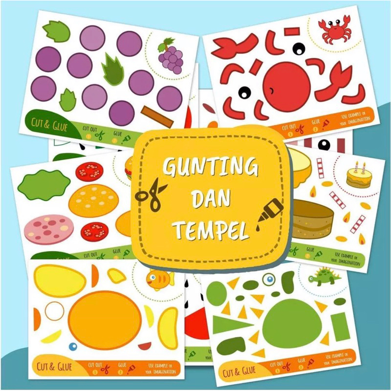 Jual Montessory Gunting dan Tempel Lembar Aktivitas Anak Cut And Glue ...