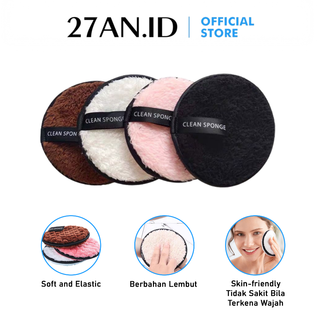Jual ( 27AN.ID ) Remover Make Up Sponge H509 Clean Sponge Handuk Spon Cuci Muka Pembersih Make ...