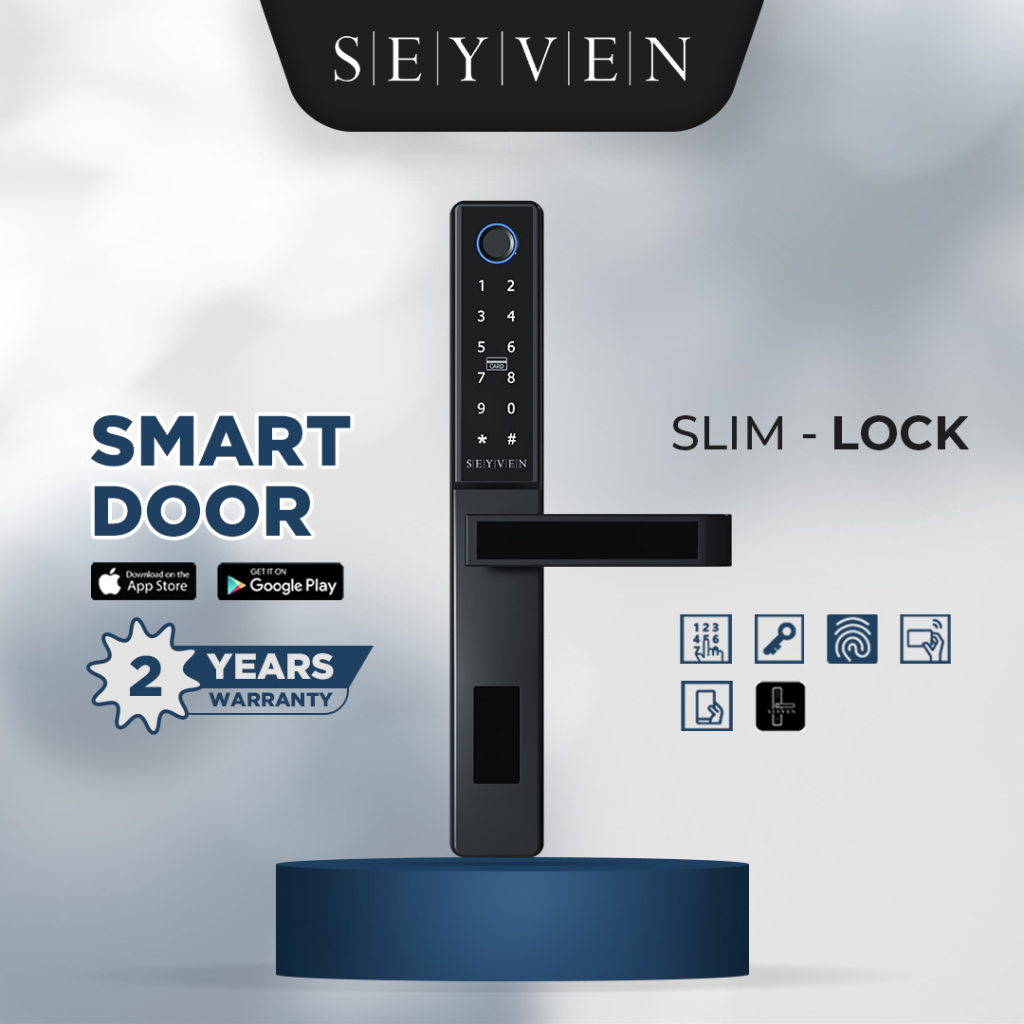 Jual SEYVEN Smart Slim Door Lock Aluminium Door Lock Smart Door Digital ...