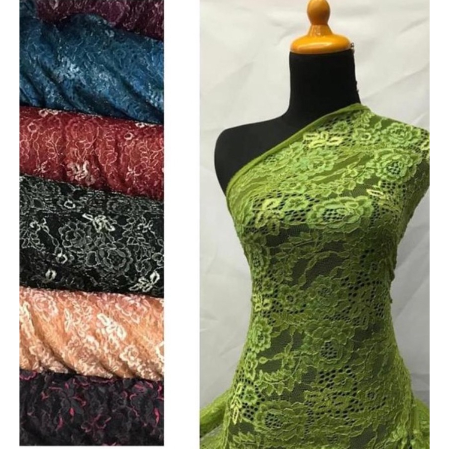 Jual (BROKAT BUNGA) Kain Brokat Brukat Meteran Motif Bunga Bahan Tulle ...