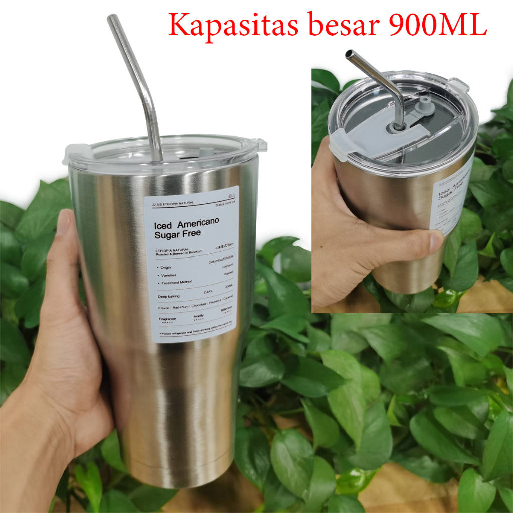 Jual 900ml Piala Mobil Cangkir Kopi Amerika dengan Straw Mug Es Batu ...