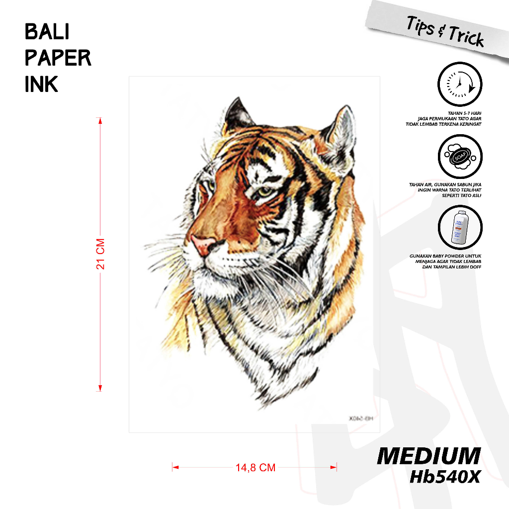 Jual Hb540X Harimau Tato Temporer Basic Bali Paper Ink | Shopee Indonesia