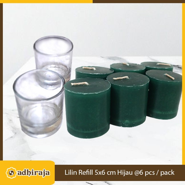 Jual Lilin Refil Hijau Gelas Candle Stearin Wax Isi Ulang 5x6 cm @ 6 ...