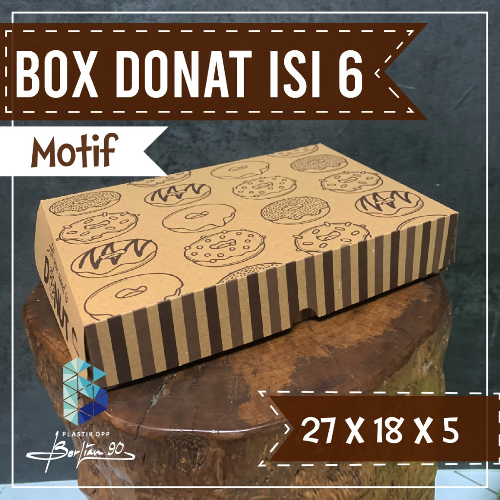 Jual Box Kotak Donat Isi 6 Motif uk 27x18x5 CM ISI 50 PCS Laminasi ...