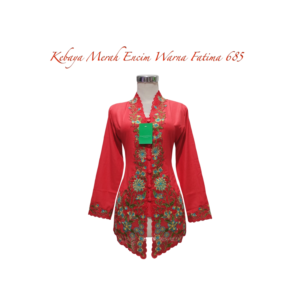 Jual Kebaya Merah Encim Warna Fatima 685 | Shopee Indonesia