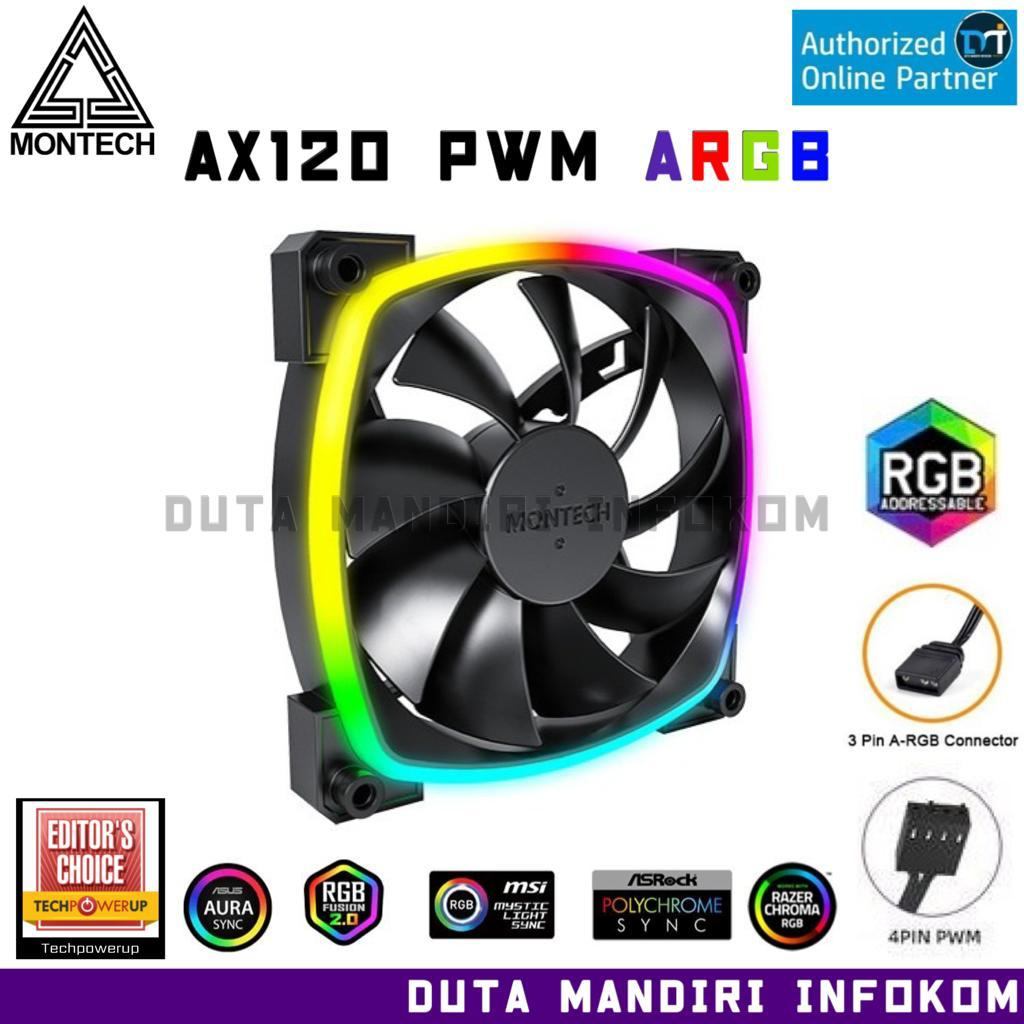 Jual Montech AX120 I RX120 PWM ARGB Fan - 120mm ARGB Gaming Fan Cooler ...
