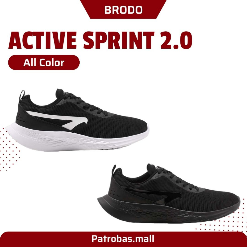 Jual BRODO Active Sprint 2.0 Black White Original Sepatu Sneakers Pria ...