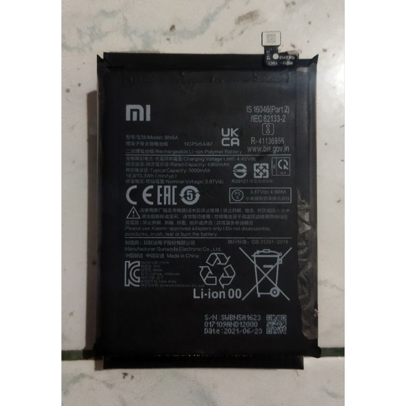 Jual BATERAI REDMI 10 2022/ REDMI NOTE 10 5G/POCO M3 PRO 5G BN5A ...