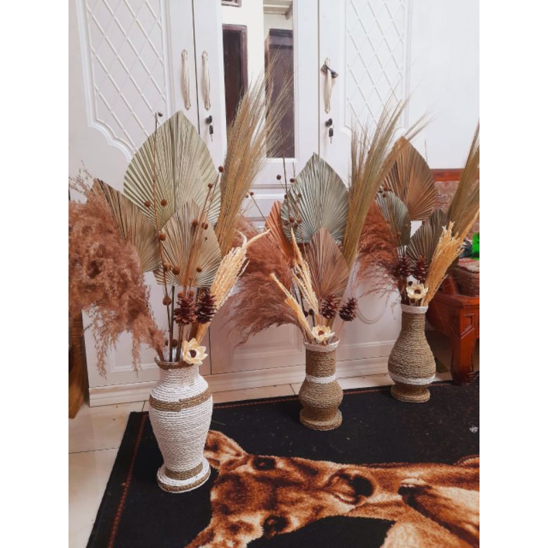 Jual set bunga kering rustic dan vas decorasi rustick | Shopee Indonesia