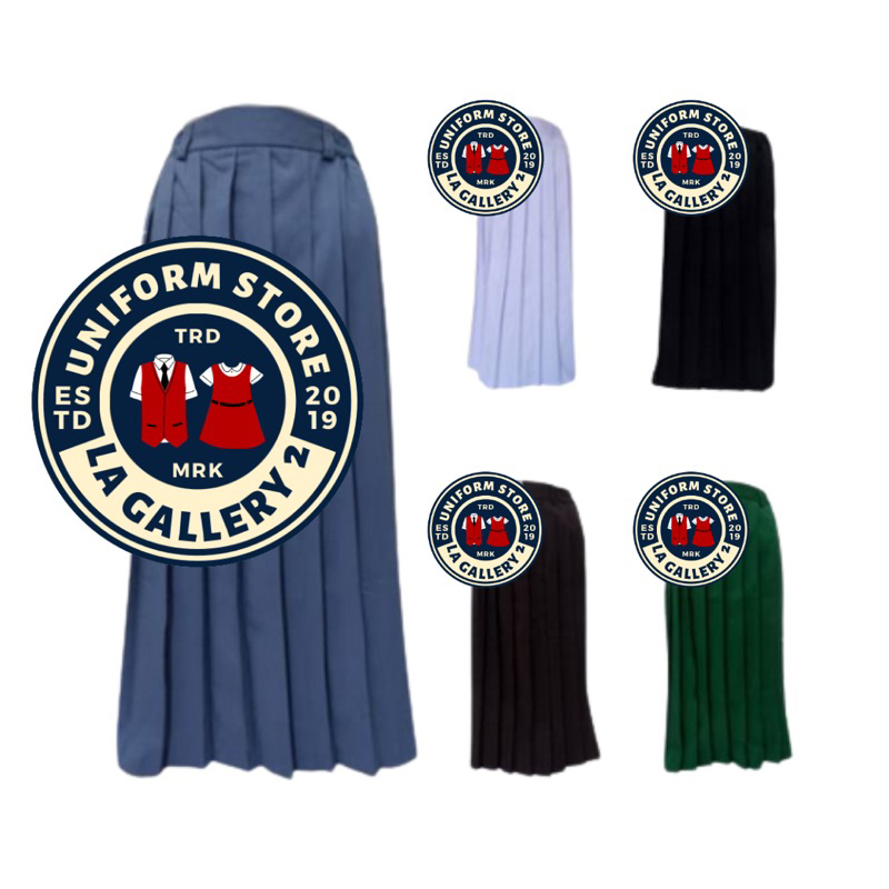 Jual SERAGAM SEKOLAH - Rok Panjang Full Rempel/Plisket SMP/SMA/Kuliah/Pembina/Kerja Warna Biru ...