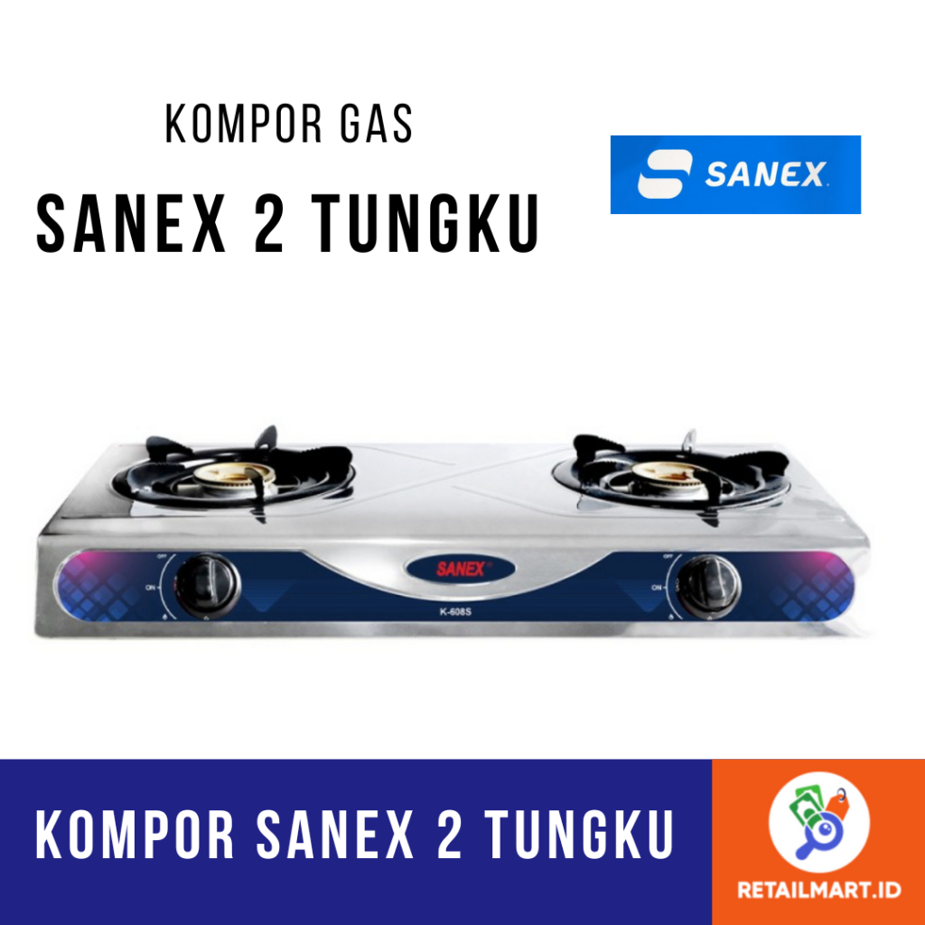 Jual SANEX K-608 S Kompor Gas 2 Tungku (Stainless Steel) | Shopee Indonesia