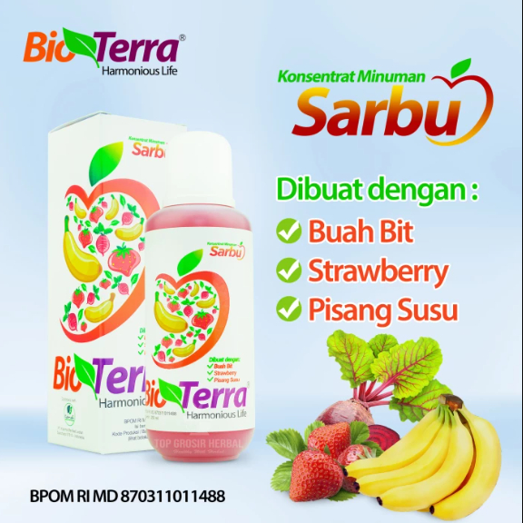 Jual Bioterra Sari Buah Probiotik Ekstrak Buah Bit Strawberry Pisang ...