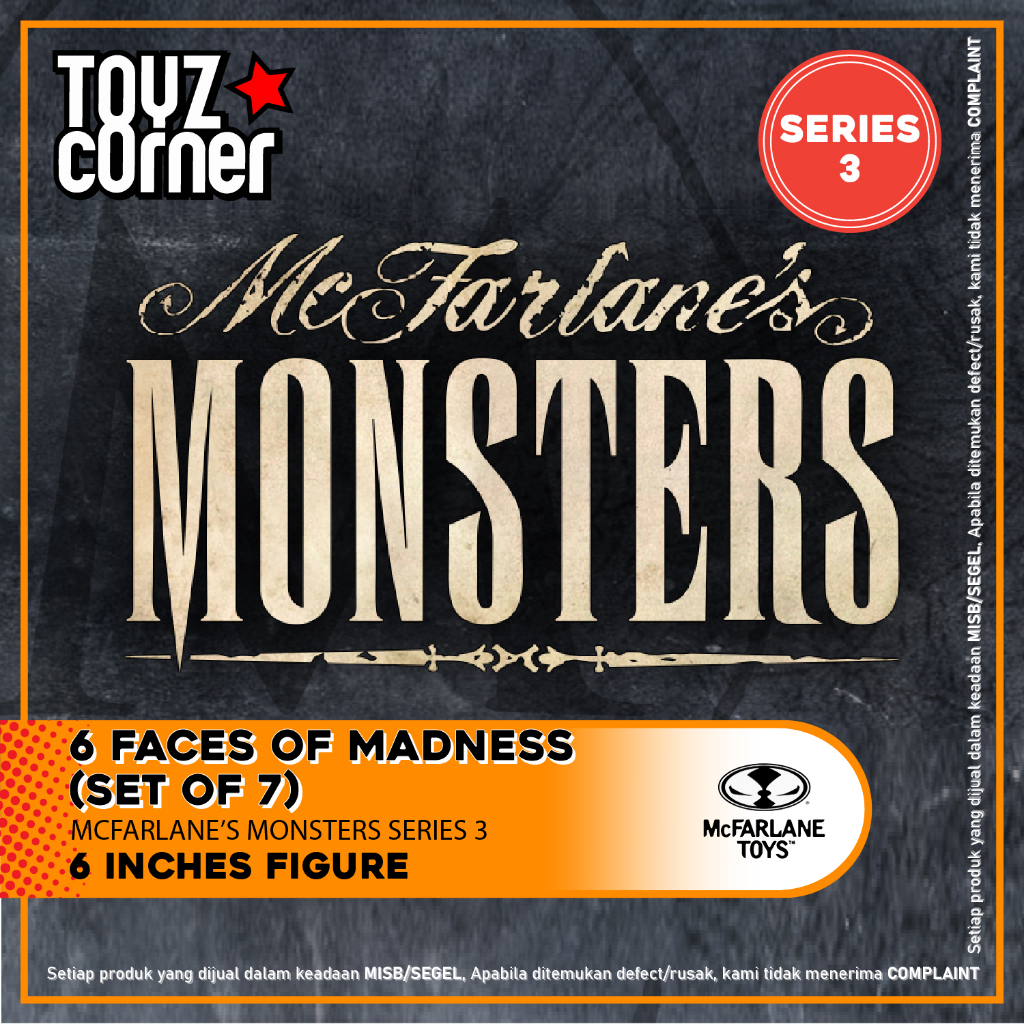 Jual Toyz Corner - Mcfarlane Toys 6 Inch Mcfarlane's Monsters Series 3 - 6 Faces Of Madness (Set ...