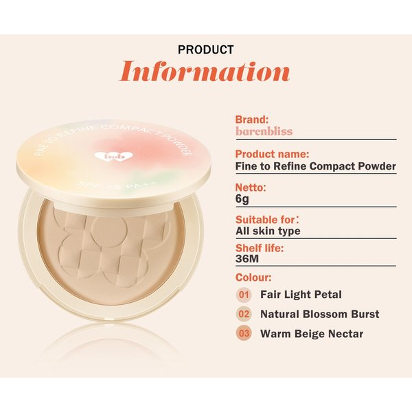 Jual BNB barenbliss Korean Bloomatte Fine to Refine Compact Powder 「24H ...