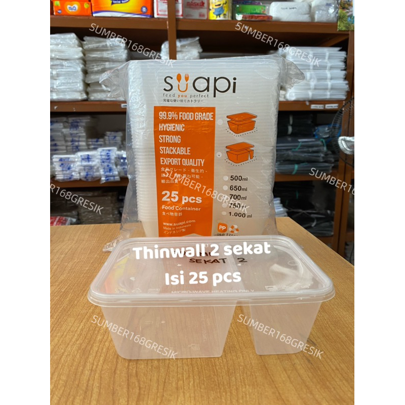 Jual [25 pcs] THINWALL BENTO 2 SEKAT SUAPI 700ml | THINWALL 2 SEKAT ...