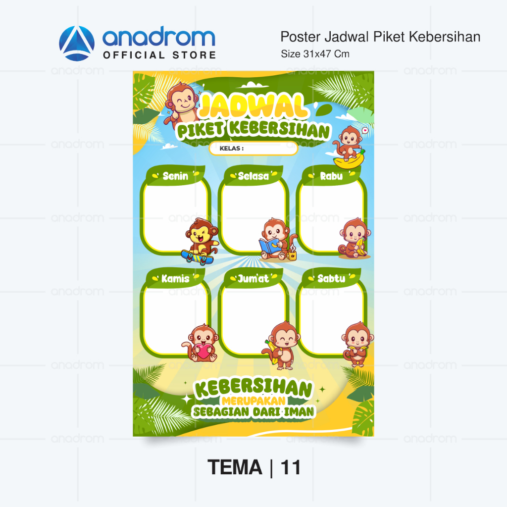 Jual Poster Jadwal Piket Kebersihan Kelas | Poster Piket Kelas | Poster ...
