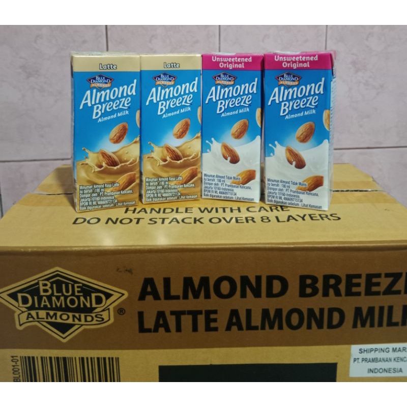 Jual Susu Almond Breeze Rasa Latte & Unsweetened Original 180ml | Shopee Indonesia