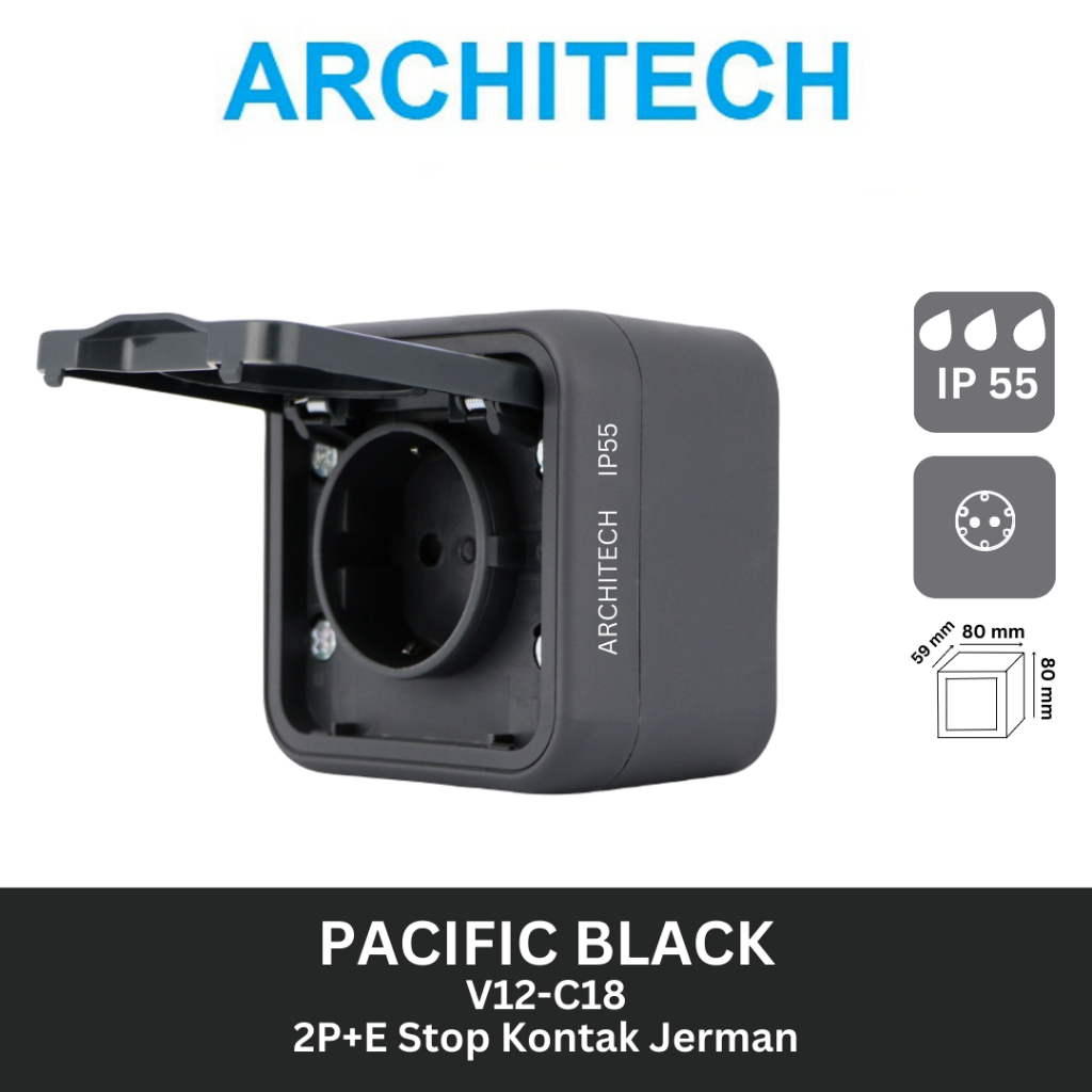 Jual ARCHITECH PACIFIC V12 STOP KONTAK WATERPROOF / COLOKAN OUTDOOR ...