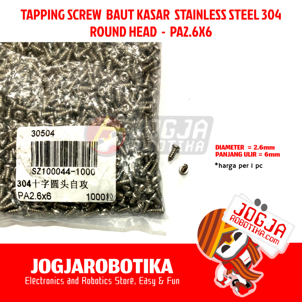 Jual TAPPING SCREW SKRUP BAUT KASAR 304 STAINLESS STEEL - PILIH SIZE ...