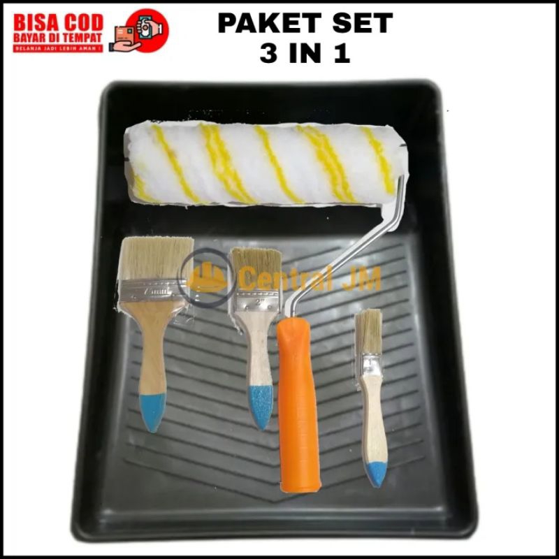 Jual PAKET SET CAT 3 IN 1 - Bak Cat - Kuas Roll Gagang 9 Inch - Kuas ...