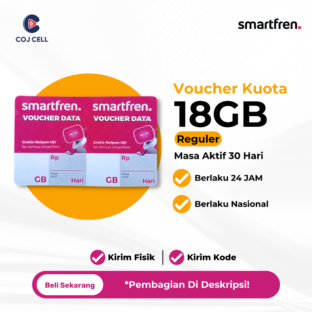 Jual Paket Data Smartfren/Voucher Kuota Smartfren 18GB Full 24 JAM Masa Aktif 30 Hari | Shopee ...