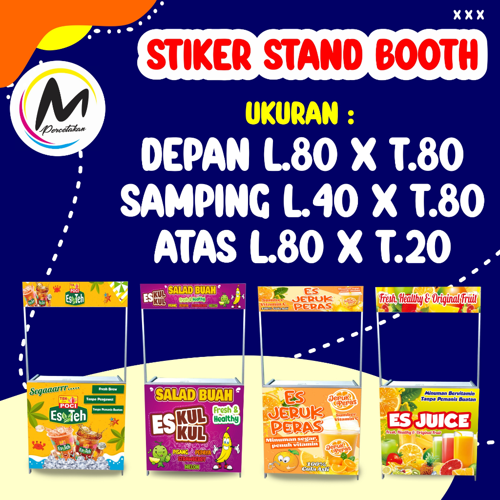 Jual CETAK STIKER BOOTH / STIKER MEJA LIPAT / STIKER GEROBAK LIPAT ...