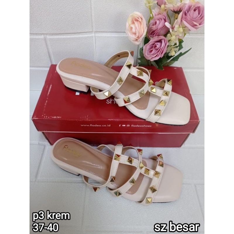 Jual sandal piramid P3 sandal wanita hak 3cm size 37-40 sandal fladeo ...