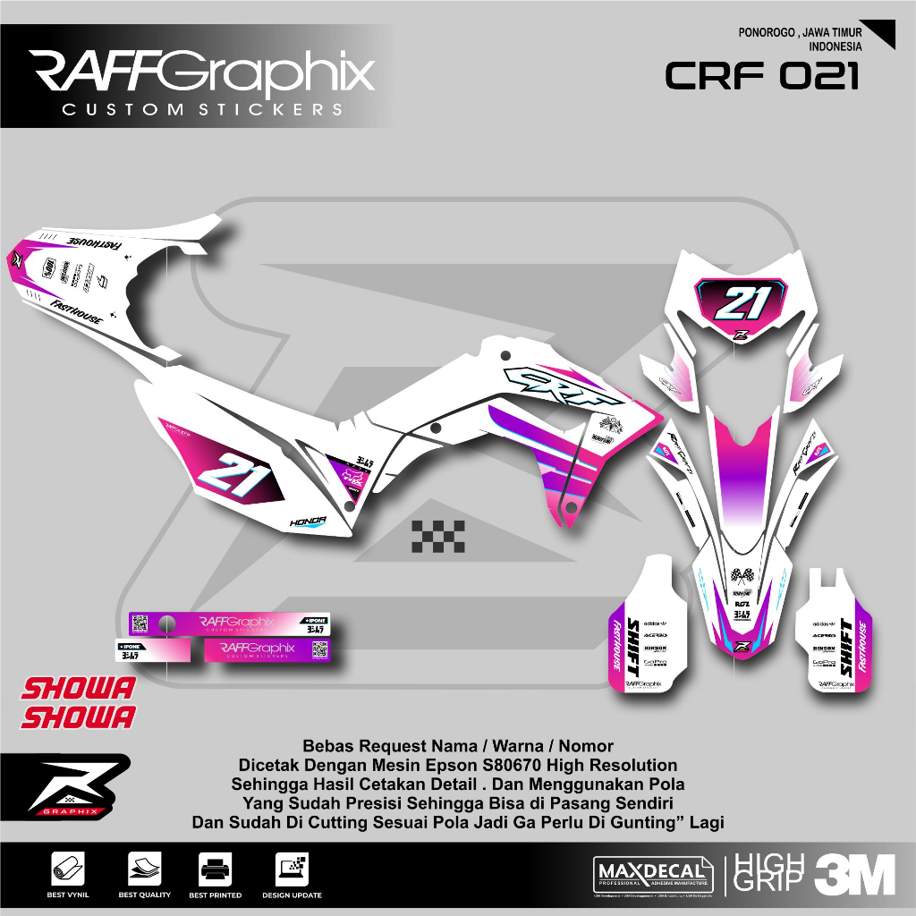 Jual STICKER CRF /DECAL CRF 150 CUSTOM FULL BODY / DECAL CRF HITAM ABU ...