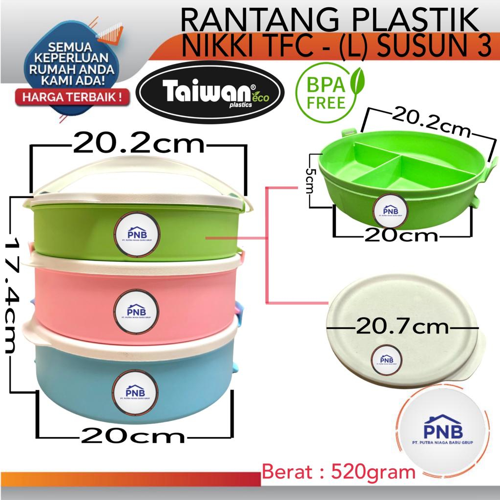 Jual Rantang Makanan Bulat - Rantang Susun 3 TAIWAN (L) | Shopee Indonesia