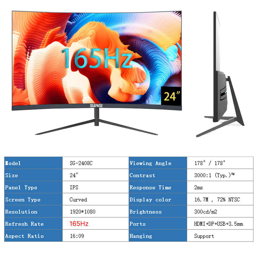 Jual SUIRGE Monitor 24‘' 165Hz/75Hz High Refresh Rate 2ms 1080P HD No ...