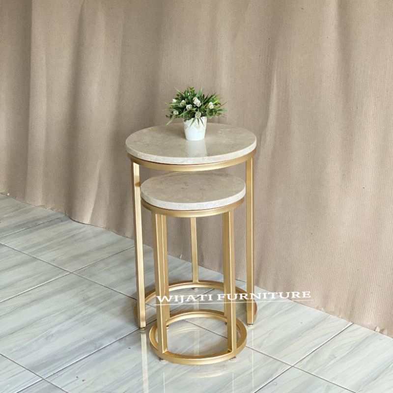 Jual Meja Sudut Top Marmer Bulat Meja Pojok Modern Besi Gold | Shopee ...