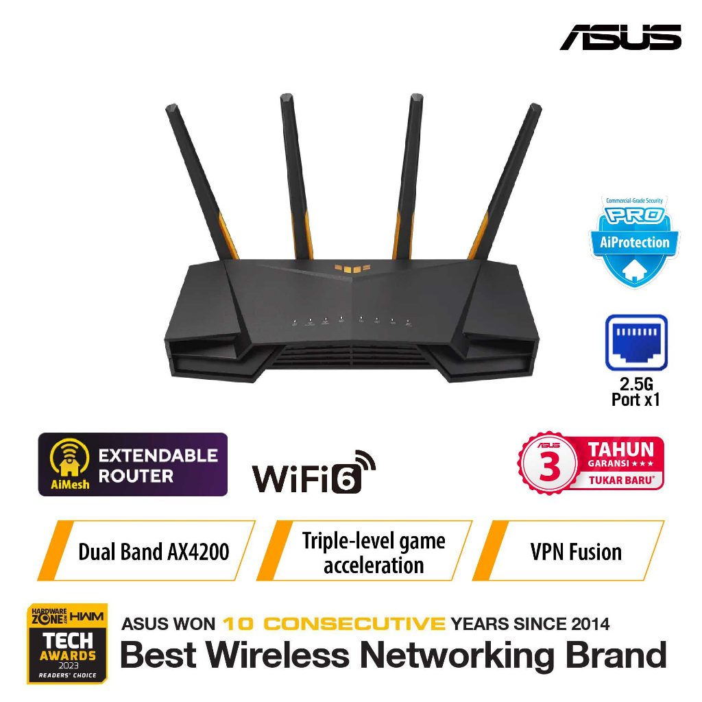 Jual ASUS TUF Gaming AX4200 Dual Band WiFi6 Gaming Router with Mobile ...