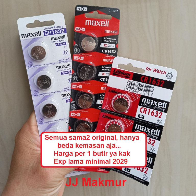 Jual Battery Maxell CR1632 3V Lithium Original - Baterai Maxel Coin ...