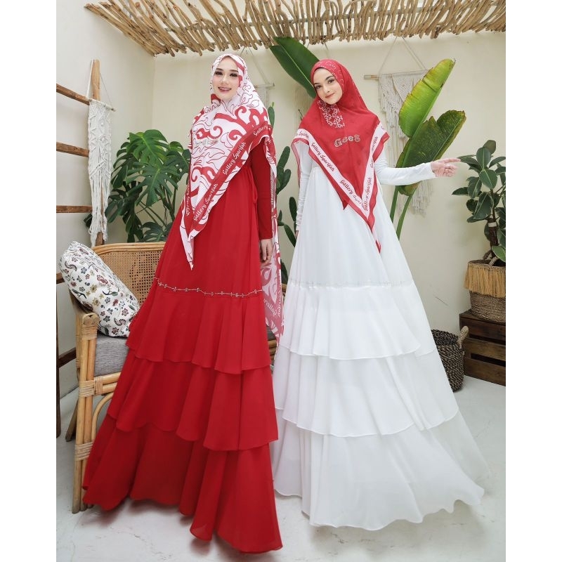 Jual QALISYA SERIES MERAH PUTIH | GALLERY SYARIFAH | GAMIS | Shopee ...